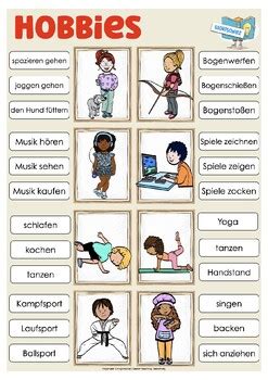 Hobbies Deutsch Klammerkarten German Vocabulary Game TPT