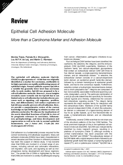 Pdf Epithelial Cell Adhesion Molecule