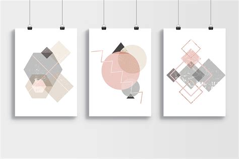 3 Abstract Geometric Trendy Posters Custom Designed Illustrations ~ Creative Market