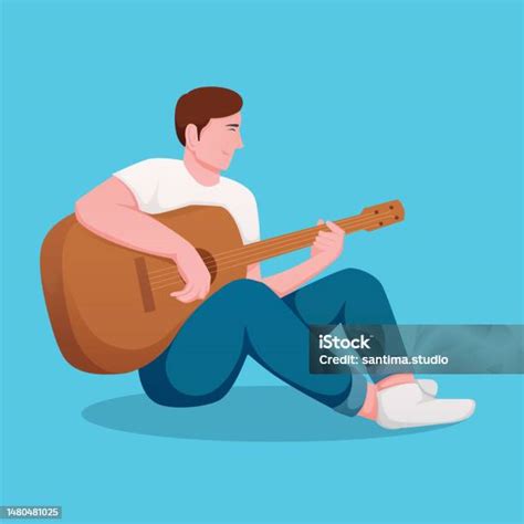 취미 캐릭터 기타 벡터 일러스트 레이 션을 연주하는 사람들 가수에 대한 스톡 벡터 아트 및 기타 이미지 가수 개념 개념과