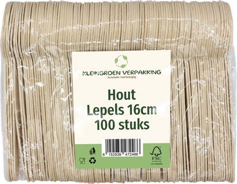 Houten Wegwerp Lepels 16cm 100 Stuks Biologisch Afbreekbaar En