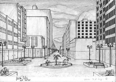 Curitiba Calçadão Ponto de fuga Cidade desenho Desenho de cidade