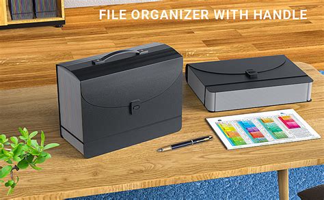 Vanulee 25 Pockets File Organiser Box File Folder With Handle Filing