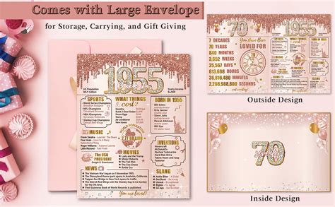 Turypaty Large 70th Birthday Card With Envelope For Women