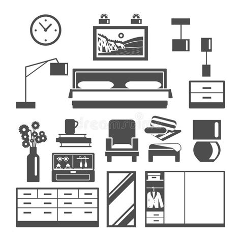 Esquema De Los Muebles Del Dormitorio Ilustración del Vector