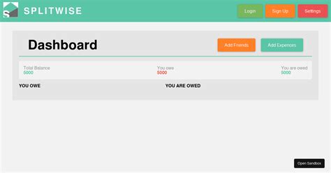 Splitwise App Codesandbox