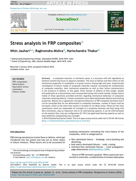 Pdf Stress Analysis In Frp Composites
