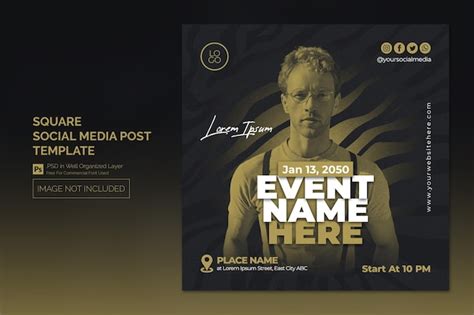 이벤트 소셜 미디어 게시물 또는 정사각형 웹 배너 광고 템플릿 프리미엄 Psd 파일