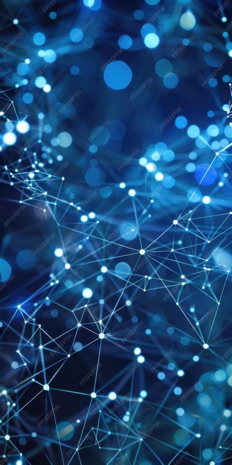 Abstract Blue Network Connections With Glowing Nodes Premium Ai Generated Image