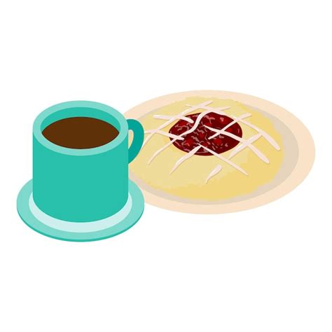 전통적인 아침 식사 아이콘 웹에 대한 전통적인 아침 식사 벡터 아이콘의 아이소메트릭 그림 프리미엄 벡터