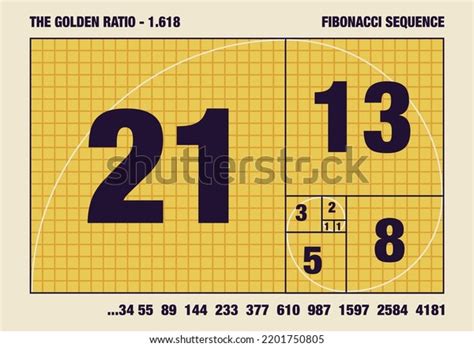 Vektor Stok Fibonacci Sequence Golden Ration Poster Educational Tanpa