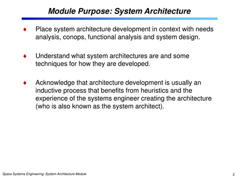 PPT System Architecture Module Space Systems Engineering Version PowerPoint Presentation