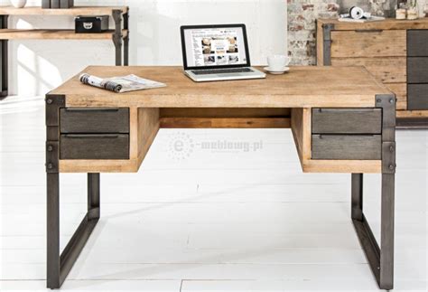 Biurko Z Szufladami W Stylu Industrialnym Heritage 135x70x75 Cm
