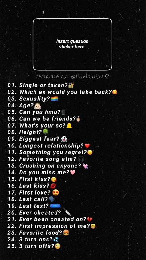 Ig Story Questions Template