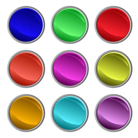 premium vector set of colored round shiny glossy web button
