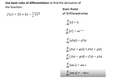 Solved Use Basic Rules Of Differentiation To Find The Chegg