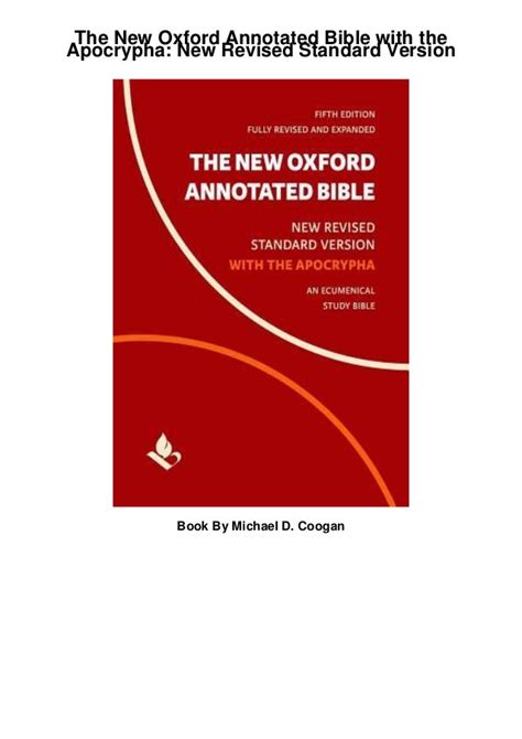 Fullebookthe New Oxford Annotated Bible With The Apocrypha New Revised