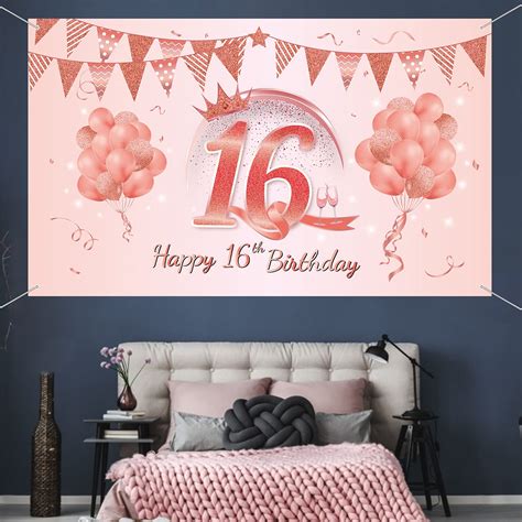 Buy 16th Happy Birthday Backdrop Banner Extra Large Fabric Birthday
