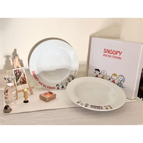 【全新】snoopy史努比盤子2入組史奴比餐瓷組餐盤陶瓷陶瓷餐盤 蝦皮購物