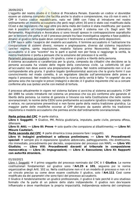 Appunti Diritto Processuale Penale