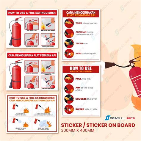 Fire Extinguisher Signage Sticker How To Use Ways To Use Tutorial Cara Menggunakan Alat Pemadam