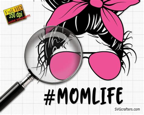 Momlife Png Svg Messy Bun Hair Svg Png Layered Mom Skull Svg Etsy