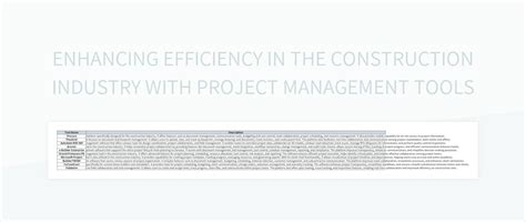 Enhancing Efficiency In The Construction Industry With Project