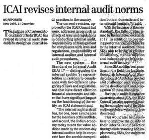 ICAI Revises Internal Audit Norms Internal Audit Standards Board