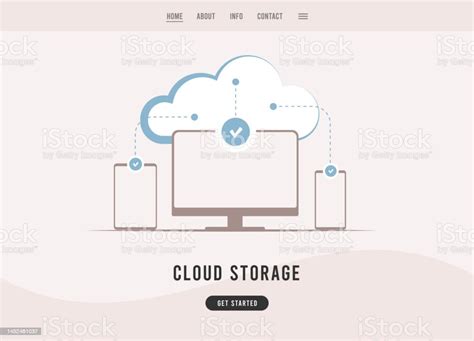 클라우드 스토리지 파일 공유 서비스 온라인 클라우드 컴퓨팅 기술 가젯과 클라우드 간의 데이터가 업데이트되고 동기화됩니다 평면 디자인 벡터 비즈니스 방문 페이지 템플릿 개념에
