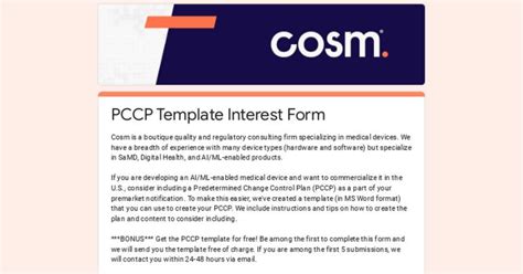 Cosm On Linkedin Pccp Template Interest Form