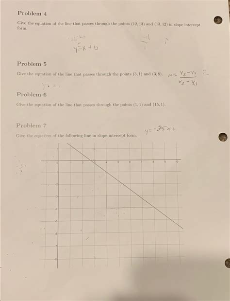 Solved Problem 4Give The Equation Of The Line That Passes Chegg