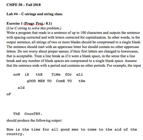Solved Cmpe 50 Fall 2018 Lab 4 C Strings And String Class
