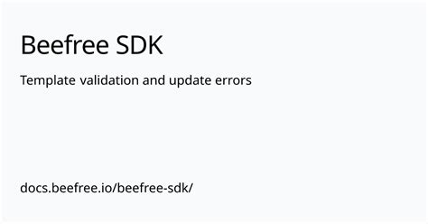 Template Validation And Update Errors Beefree Sdk
