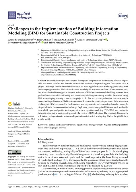 Pdf Challenges To The Implementation Of Building Information Modeling Bim For Sustainable
