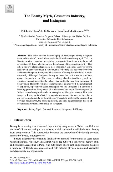 Pdf The Beauty Myth Cosmetics Industry And Instagram