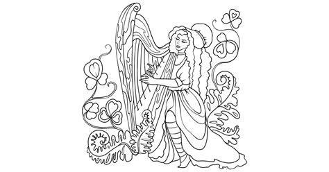 Girl Playing The Lyre Coloring Page ♥ Online And Print For Free