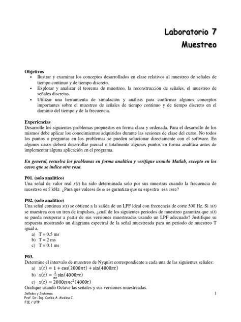 Muestreo De Señales Y Teorema De Nyquist Pdf Muestreo
