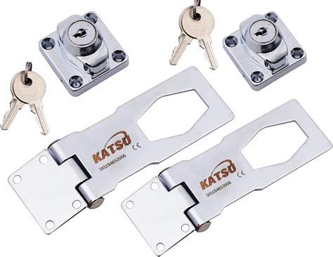 LISSUDA 2Pcs Keyed Hasp Lock Heavy Duty Hasp And Staple With Padlock