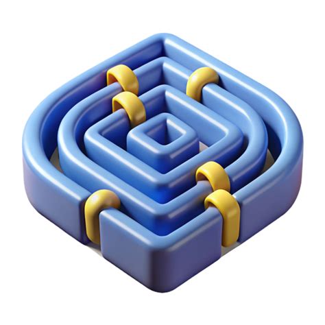 Abstract 3d Maze Blue And Yellow Concentric Paths 55139497 Png