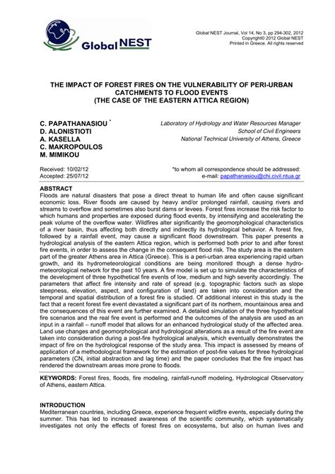 Pdf The Impact Of Forest Fires On The Vulnerability Of Peri Urban Catchments To Flood Events