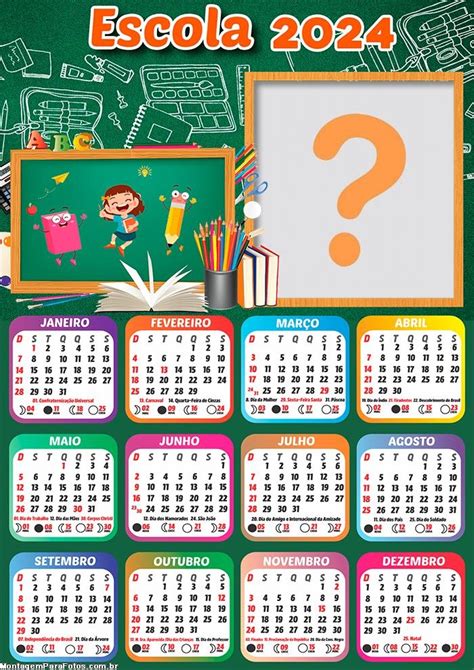 Calendário 2024 Escola Fazer Colagem Online Colagem De Foto