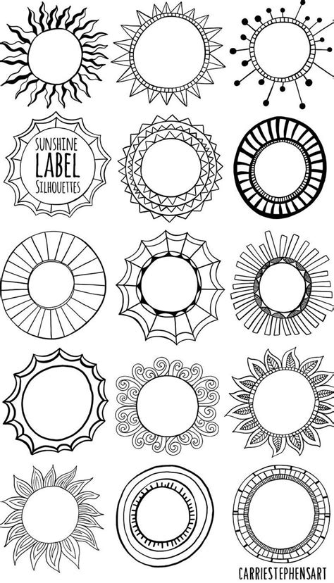 Sunshine Labels Circle Doodle Border Clip Art Printable Etsy