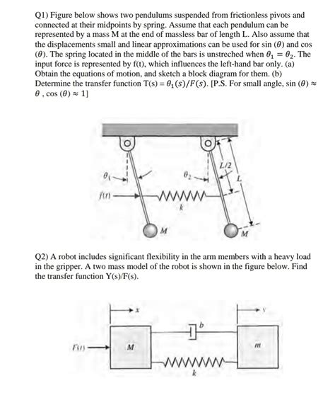 Answered Q1 Figure Below Shows Two Pendulums Bartleby