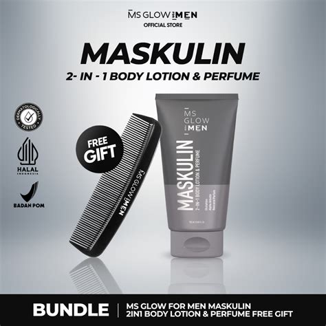 Jual MS Glow For Men Maskulin 2IN1 Body Lotion Parfume Free Gift