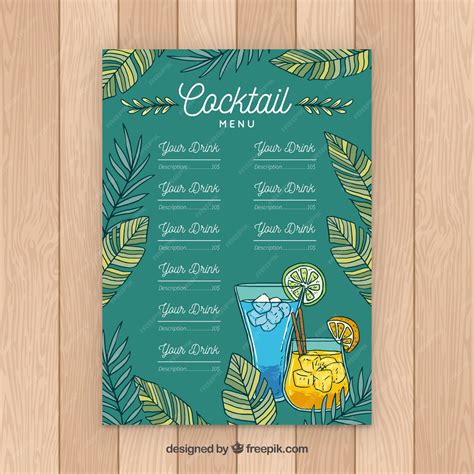 Free Vector Hand Drawn Cocktail Menu Template