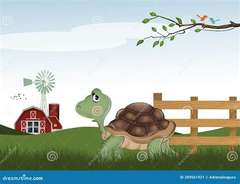 Illustration Of Turtle In The Farm Stock Illustration Illustration Of Yard Turtle