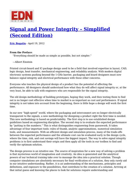 Signal And Power Integrity Simplified Second Edition Pdf
