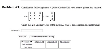 Solved Problem 7 Consider The Following Matrix A Whose