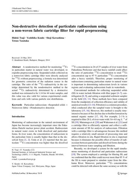 Pdf Non Destructive Detection Of Particulate Radiocesium Using A Non