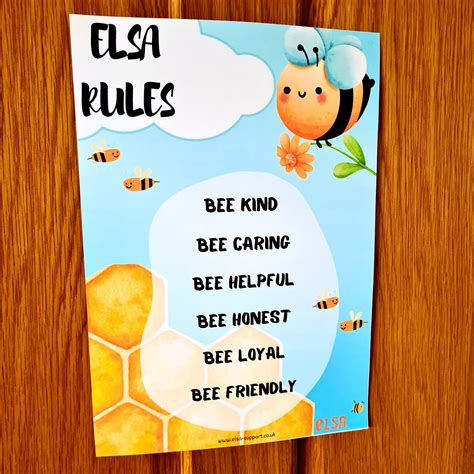 Bee Themed Rules Poster Elsa Support